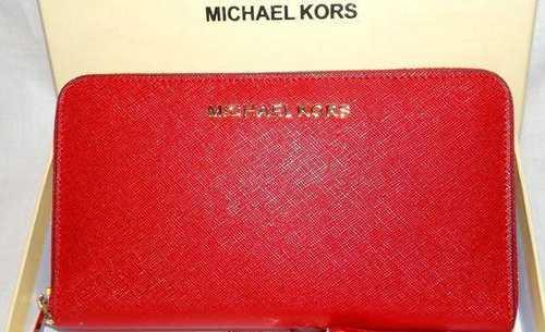 Женский кожаный клатч M. Kors red новый люкс