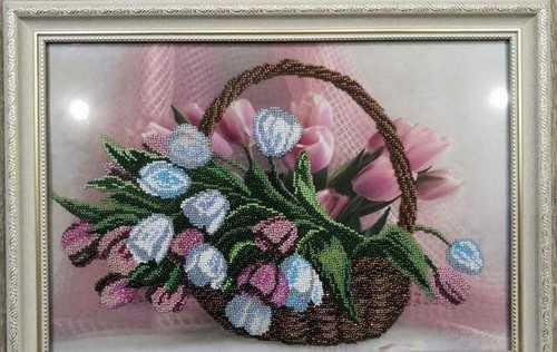 Картина из бисера "Тюльпаны"