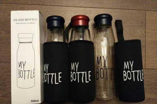 Стеклянная персонал бутылка в термочехле My Bottle