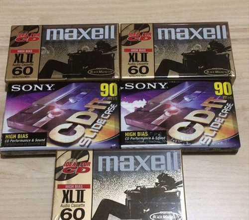 Аудиокассеты хром Maxell и Sony новые