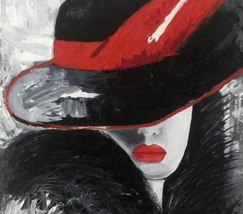 Картина маслом на холсте «Девушка в шляпе»