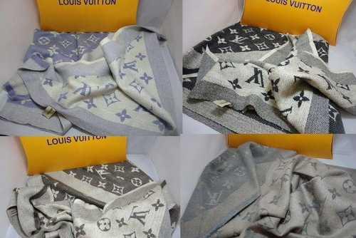 Платок косынка Louis Vuitton LV бежевый серый шаль