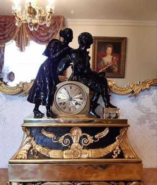 Каминные часы бронза 19 век