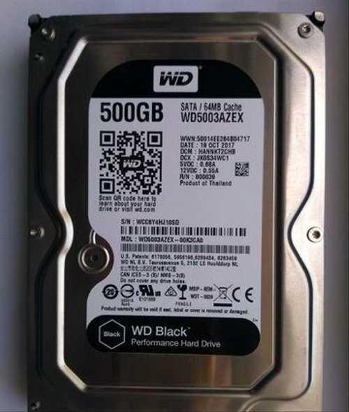HDD WD Black 3,5" 500 Gb. WD5003azex