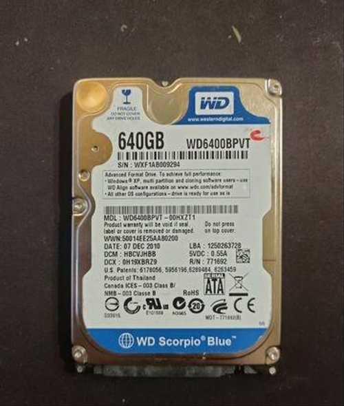 Ноутбучный диск WD 640gb