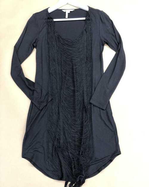 Bcbgmaxazria платье с бахромой новое черное