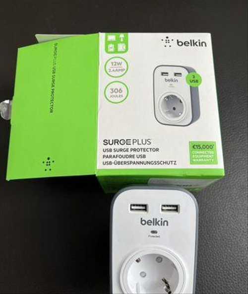 Сетевой фильтр розетка Belkin Surge Plus BSV103vf