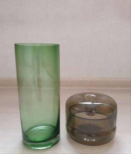 Дизайнерский набор цветное стекло шкатулка ваза