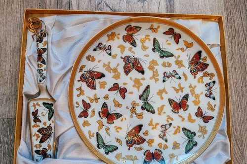 Блюдо для торта с лопаткой Elan Gallery "Бабочки"