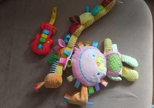 Развивающие игрушки, гусеничка, гитара музыкальная