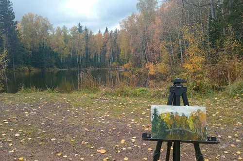 Картина "Осенний пруд"