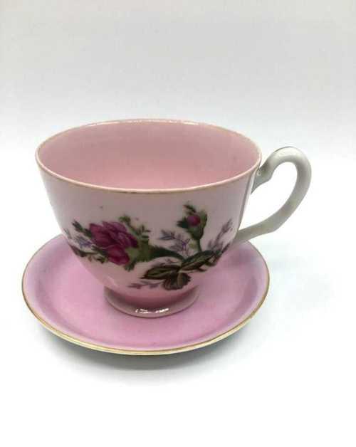 Фарфоровая чайная пара "Чайная роза" Япония 1970-е