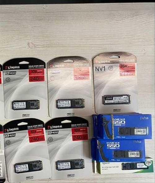 Новые диски SSD nvme m2 Kingston Apacer 128 GB 240