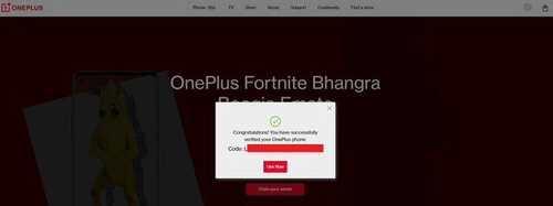 Код от OnePlus для Fortnite Bhangra Boogie Emote