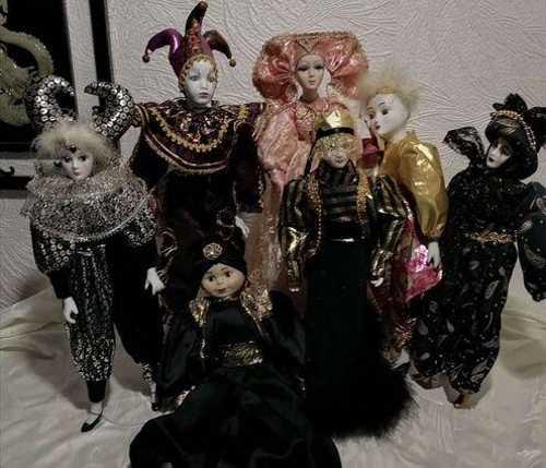 Венецианские арлекины. Клоуны. Фарфоровые куклы