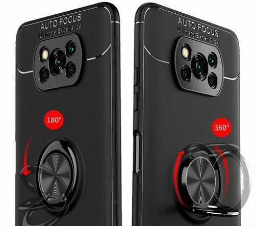 Xiaomi Poco X3 M3 чехол с кольцом защитный черный