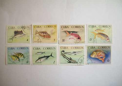 Марки. Серия "Рыбы морские", cuba correos