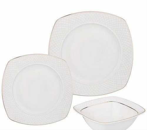 Lefard набор посуды обеденный диаманд голд квадрат 18 предметов