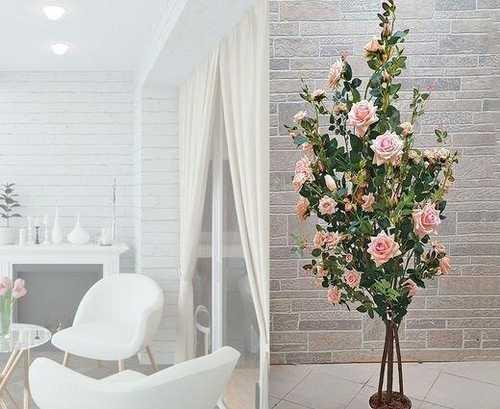 Искусственное растение Роза кустовая розовая