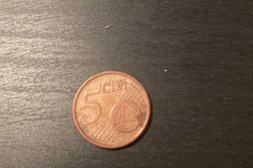 Монета 5 euro cent 2002 год