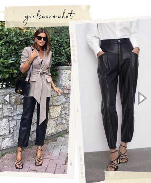 Кожаные брюки Zara в идеальном состоянии
