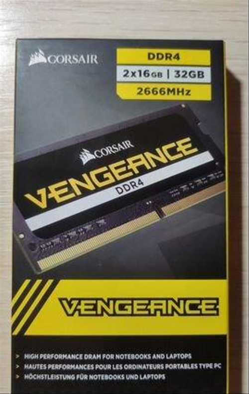 Оперативная память DDR4 sodimm Corsair 2x16гб 2666