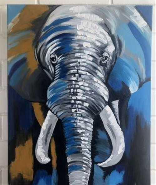 Картина «слон» маслом на холсте 50*70 акрил