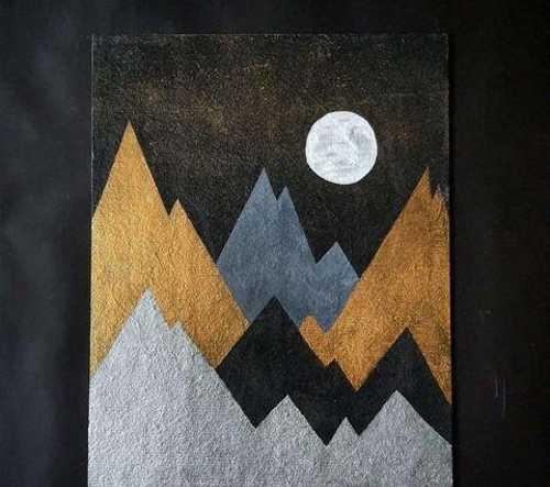 Картина интерьерная абстрактная ночь горы