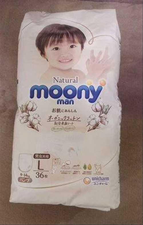 Подгузники Moony Natural L 9-14кг 36шт