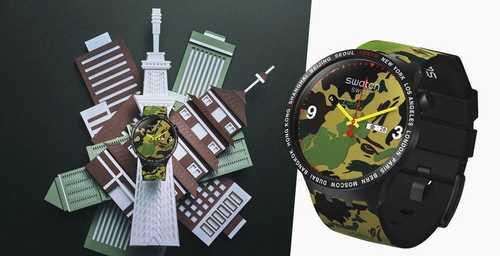 Часы Swatch BIG bold bape tokyo edition