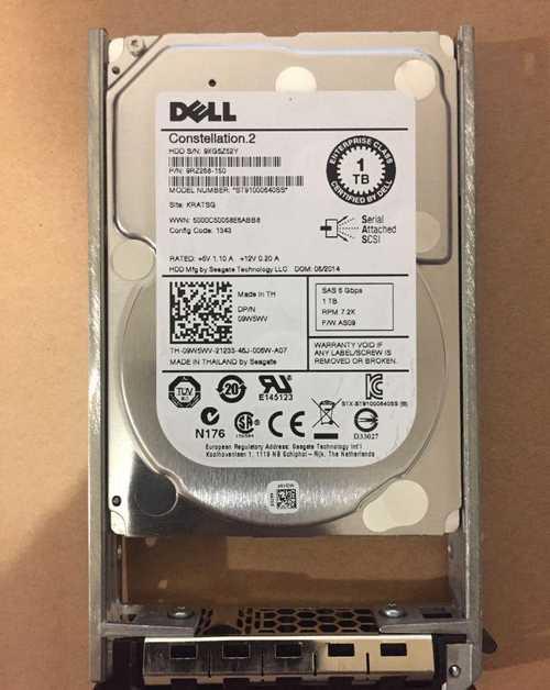 Жесткий диск Dell 1Tb SAS 7.2K ST91000640SS Новый