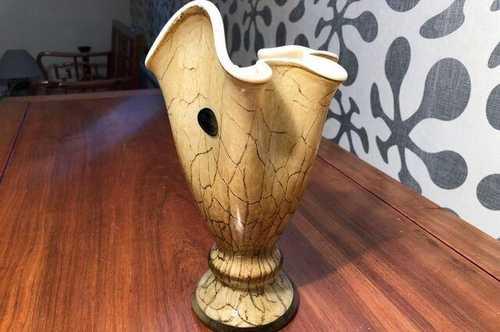 Стеклянная ваза, Мраморный мотив Jozefina 13х23 см