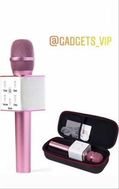 Караоке микрофон Q7 с чехлом розовый