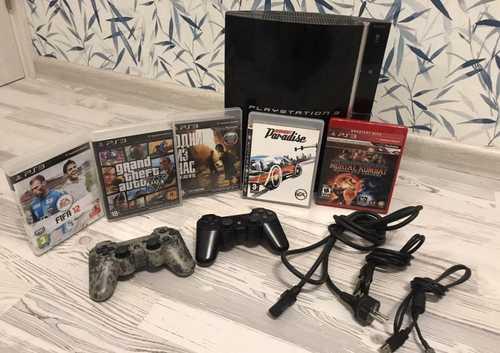Sony PS3 FAT 300GB, 2 геймпада, игры