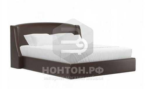 Кровать Лотос 1.6 м экокожа коричневая