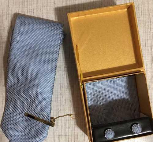 Новый набор галстук/запонки/платок/зажим