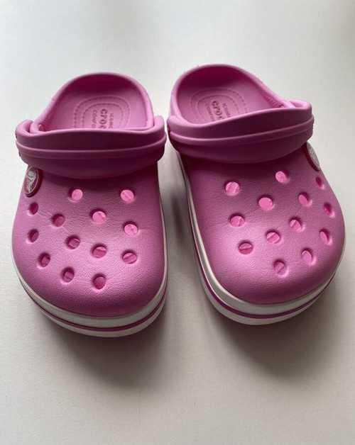 Детские розовые сабо crocs