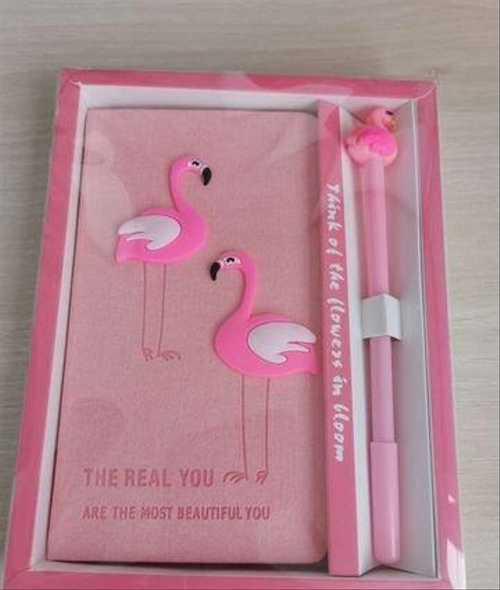 Подарочный набор Фламинго - блокнот, ручка