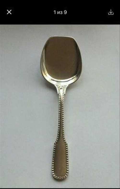 Антикварная серебряная ложка лопатка серебро