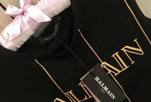 Майка топ Balmain черная с полосками S