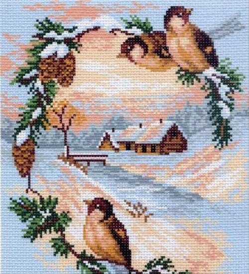 Набор для вышивки крестом "Рисунок на канве. Зимняя открытка", 28x37 см, арт. 0734-1