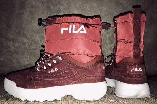 Зимняя обувь Fila новая дутики Burgundy-Х