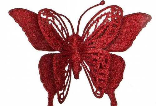 Lefard изделие декоративное бабочка на клипсе. длина17см. красный