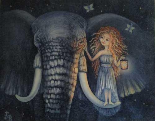 Картина маслом 50*60см "Мой сказочный слон"