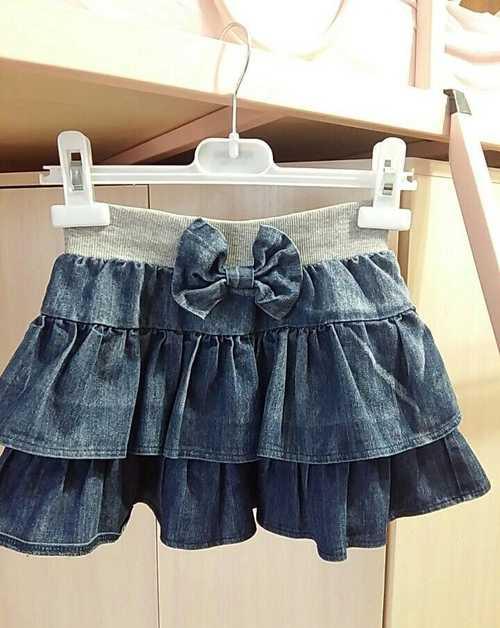 Джинсовая юбочка ф. mini-maxi на трикотажном поясе