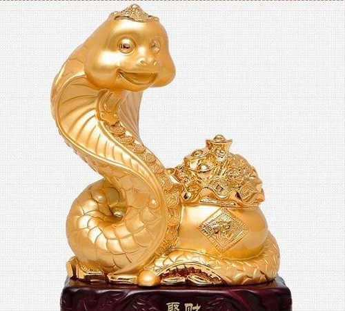 Золотая Змея фигурка, статуэтка на подставке