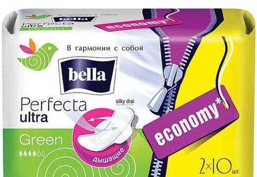 Прокладки супертонкие Bella "Perfecta Ultra Green", 10 + 10 штук
