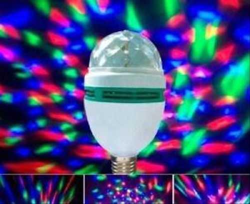 Вращающаяся разноцветная LED лампа диско