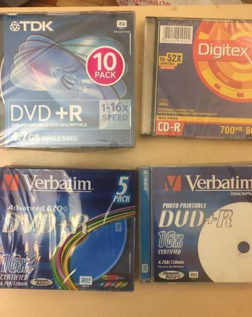 Диски DVD +R для записей чистые