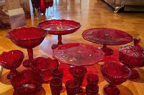 Красный хрусталь стекло посуда